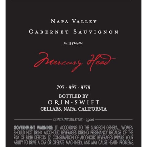 Orin Swift Cellars Mercury Head Cabernet Sauvignon 2012 | Wine.com