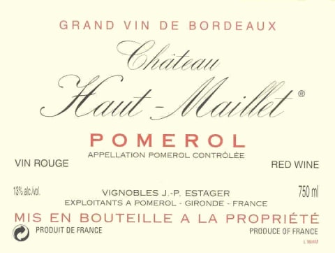 Chateau Haut-Maillet Pomerol 2003 | Wine.com