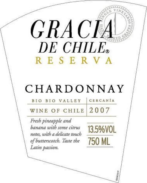 Gracia de Chile Bio Bio Valley Cercania Reserva Chardonnay 2007 | Wine.com