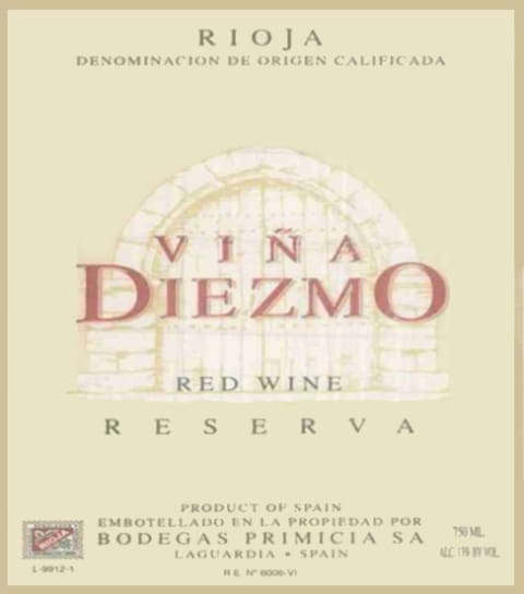 Bodegas Primicia Rioja Vina Diezmo Reserva 1997 | Wine.com