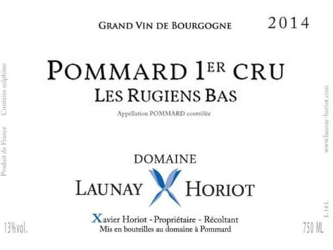 Domaine Launay-Horiot Pommard Les Rugiens Bas Premier Cru 2014 | Wine.com
