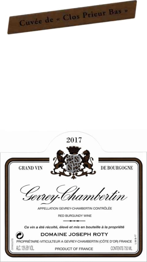 Domaine Joseph Roty Gevrey-Chambertin Clos Prieur Bas 2017 | Wine.com