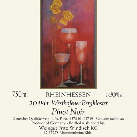 Weingut Fritz Windisch Westhofener Bergkloster Rheinhessen Pinot Noir ...
