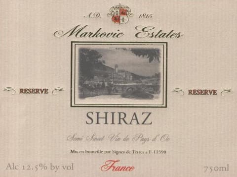 Markovic Estates Markovic Estates Reserve Semi Sweet Shiraz 2013 | Wine.com