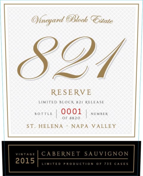 Vineyard Block Estate Block 821 Reserve Cabernet Sauvignon 2015 | Wine.com