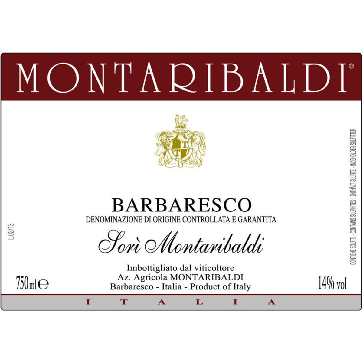 Montaribaldi Montaribaldi Barbaresco Sori Montaribaldi (stained label ...
