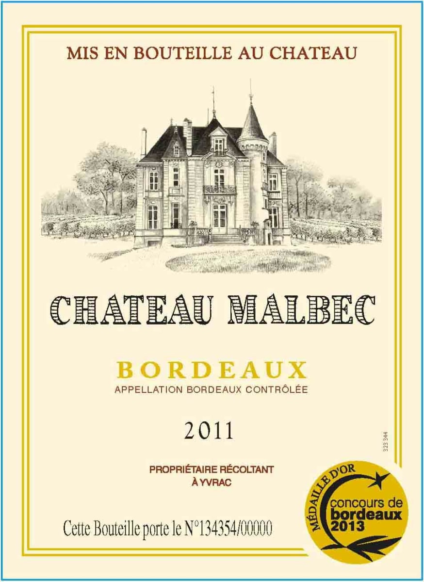 Groupe Castel Bordeaux Chateau Malbec 2011 | Wine.com