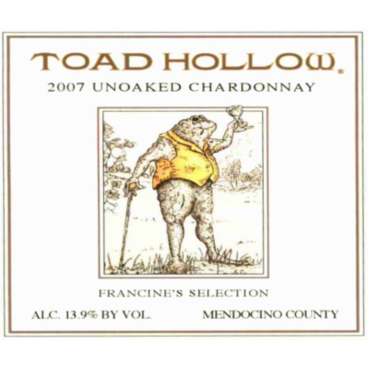 Toad Hollow Francine's Selection Unoaked Chardonnay 2007 | Wine.com