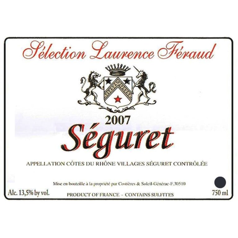 Selection Laurence Feraud Cotes du Rhone Villages Seguret 2007 | Wine.com