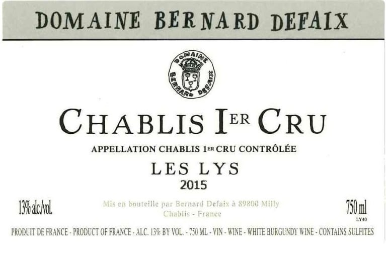 Dom. Bernard Defaix Chablis Premier Cru Les Lys 2015 | Wine.com