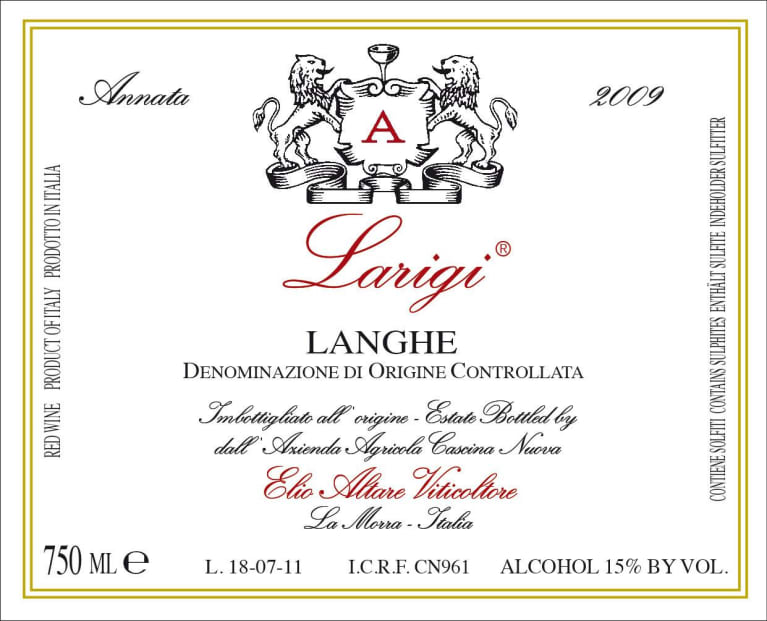 Elio Altare Langhe Larigi Rosso 2009 | Wine.com
