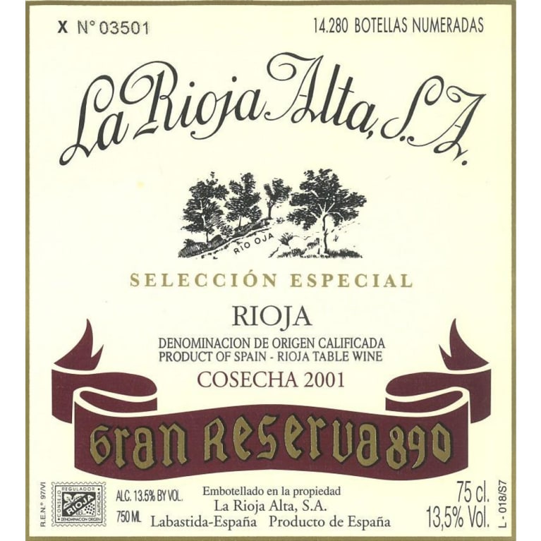 La Rioja Alta Gran Reserva 890 Tinto 2001 | Wine.com