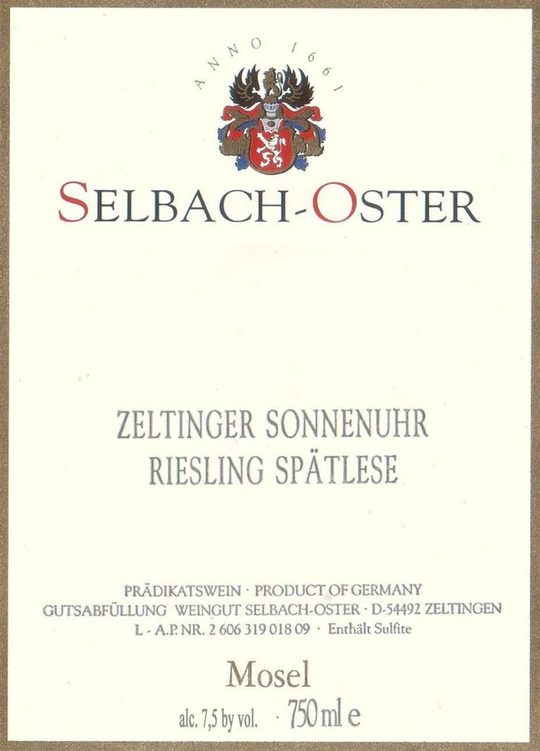 Selbach Oster Zeltinger Sonnenuhr Riesling Spatlese 2011 | Wine.com