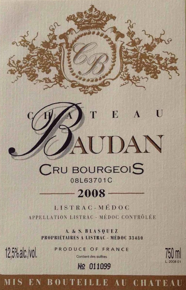 Chateau Baudan Listrac-Medoc 2008 | Wine.com