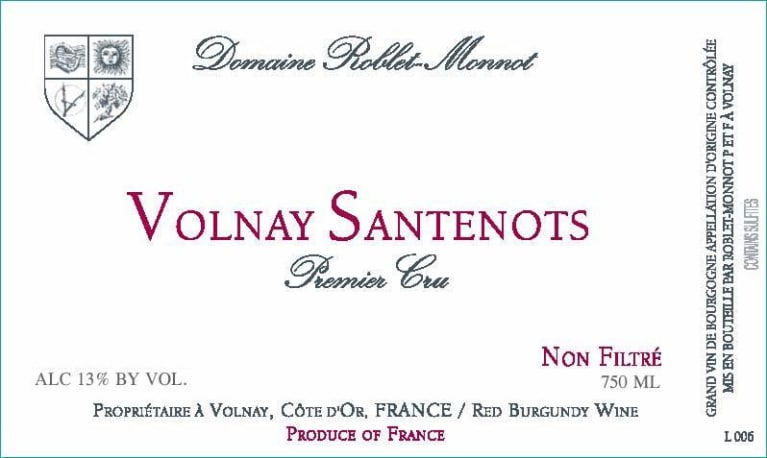 Roblet-Monnot Volnay Santenots Premier Cru 2012 | Wine.com