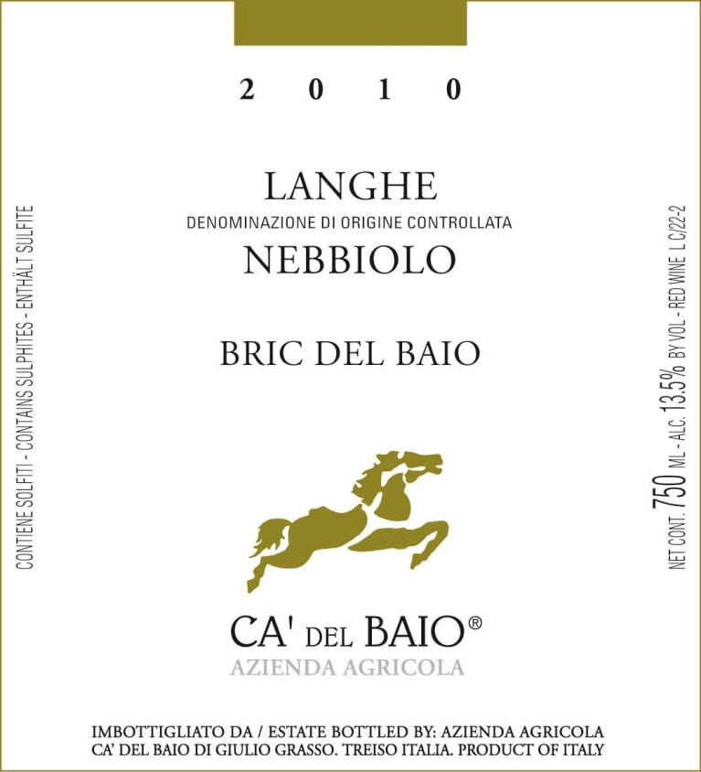 Ca' del Baio Bric del Baio Langhe Nebbiolo 2010 | Wine.com