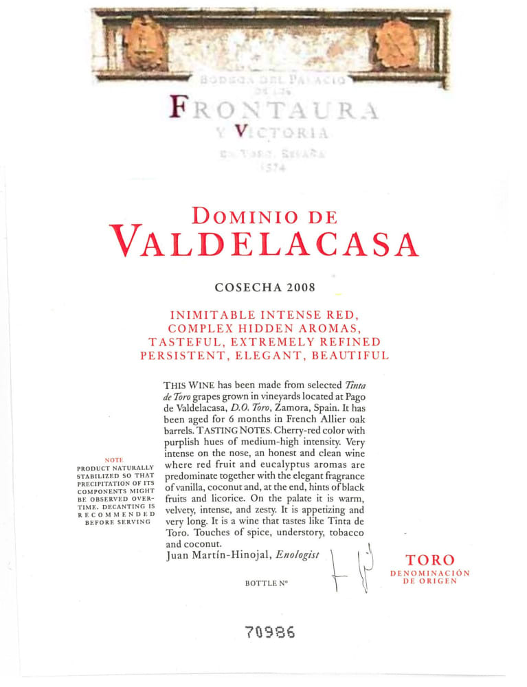 Frontaura Dominio de Valdelacasa Cosecha 2008 | Wine.com