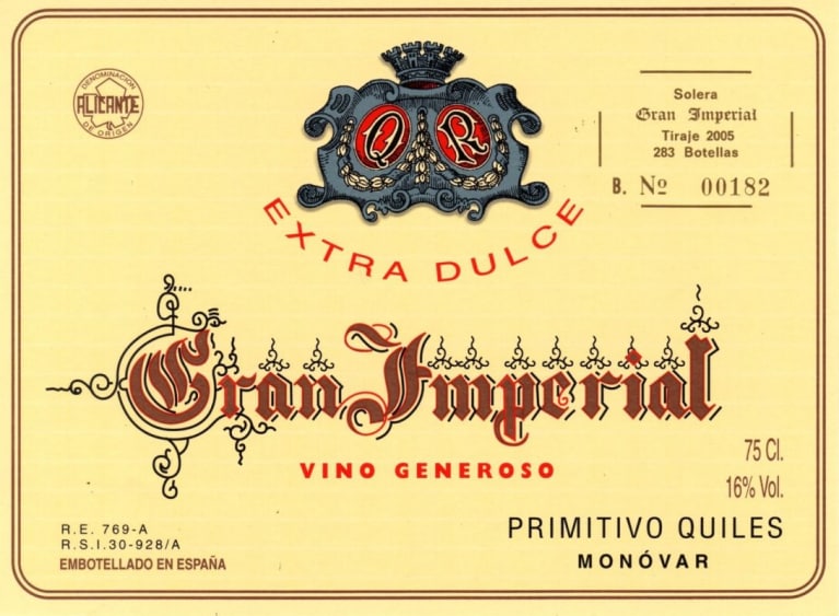 Primitivo Quiles Gran Imperial Vino Generoso Reserva Especial Solera ...