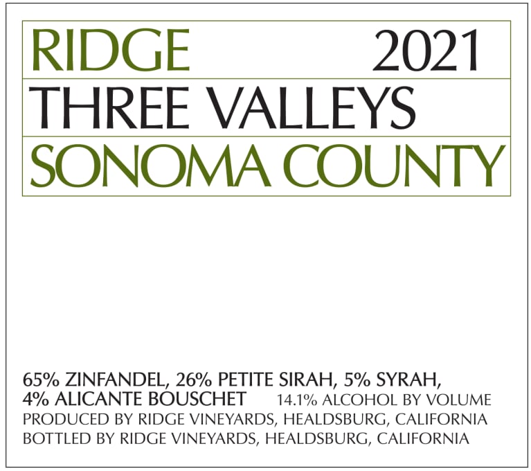 Ridge Three Valleys Red 2021 | Wine.com