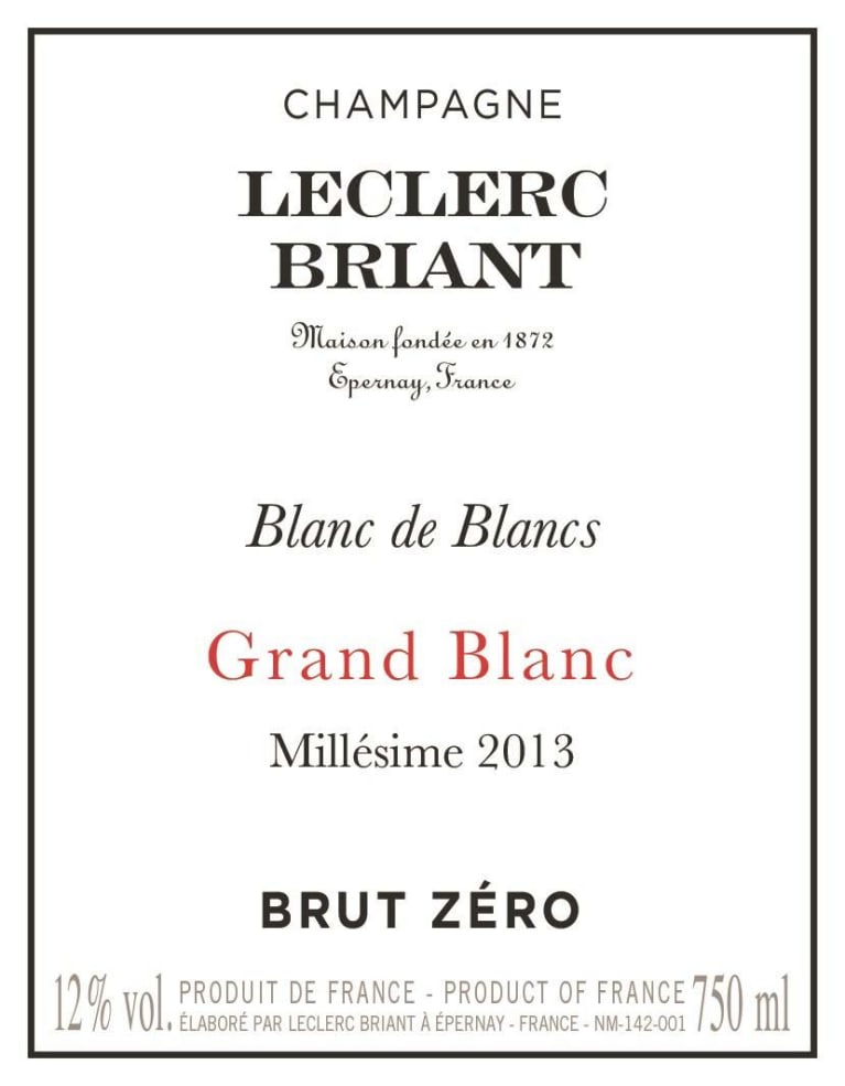 Champagne Leclerc Briant Grand Blanc Brut Zero 2013 | Wine.com