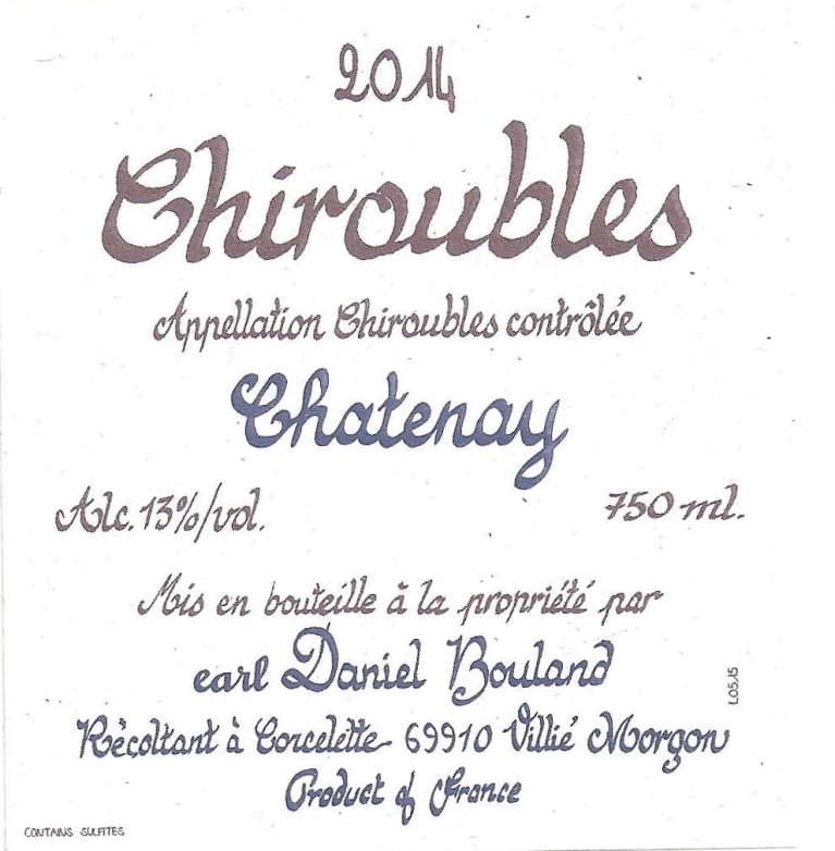Daniel Bouland Chiroubles Chatenay 2016 | Wine.com