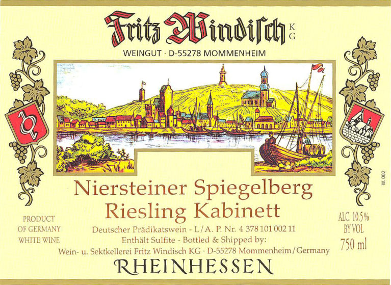 Weingut Fritz Windisch Niersteiner Spiegelberg Riesling Kabinett 2020 ...