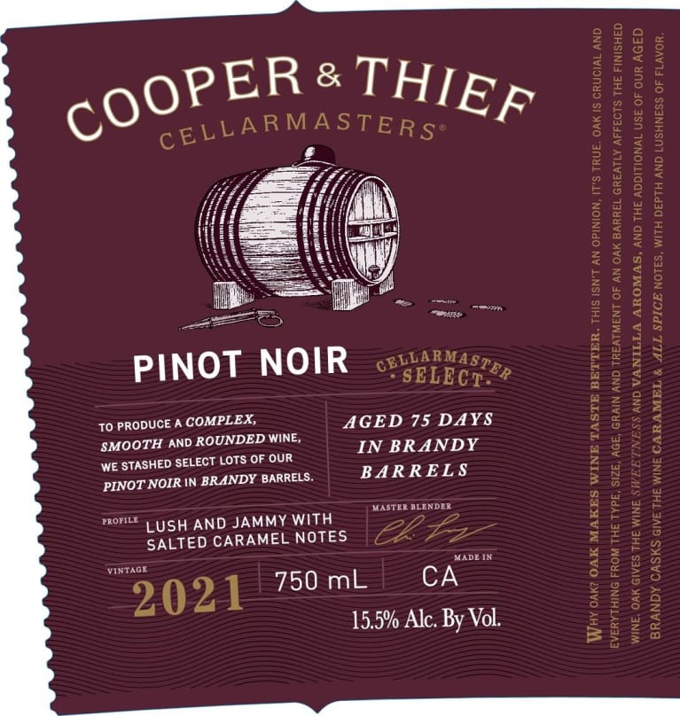 Cooper & Thief Brandy Barrel Aged Pinot Noir 2021 | Wine.com