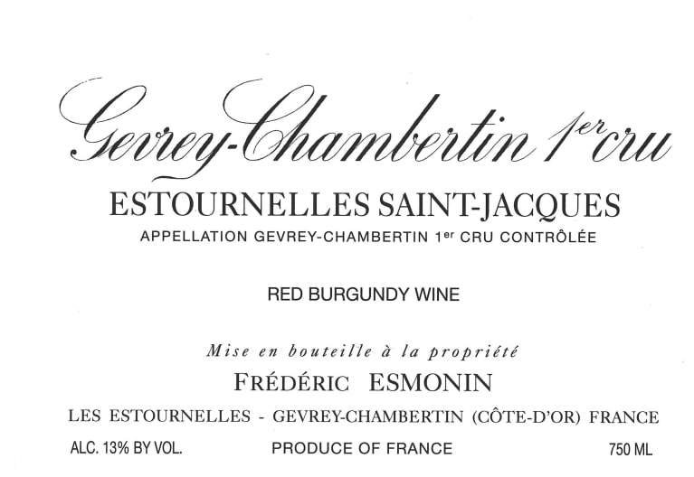 Frederic Esmonin Gevrey-Chambertin Estournelles St Jacques Premier Cru ...