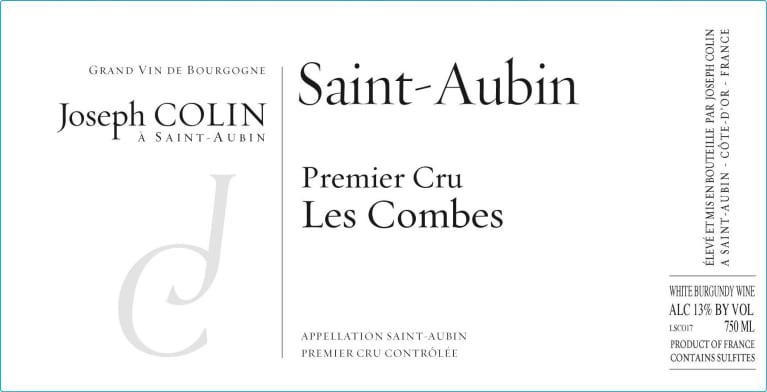 Joseph Colin St-Aubin Les Combes Premier Cru 2018 | Wine.com