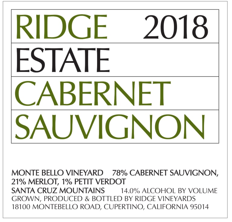 Ridge Estate Cabernet Sauvignon 2018 | Wine.com