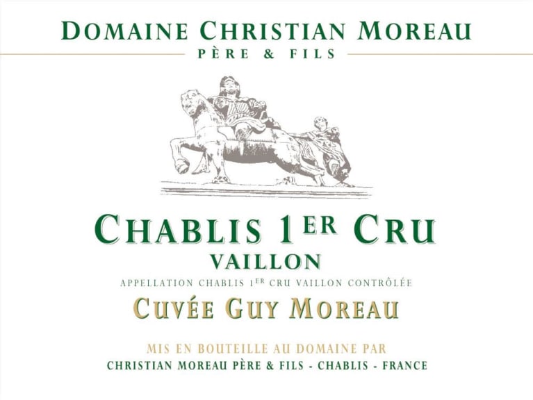 Christian Moreau Chablis Vaillon Cuvee Guy Moreau Premier Cru 2020 ...