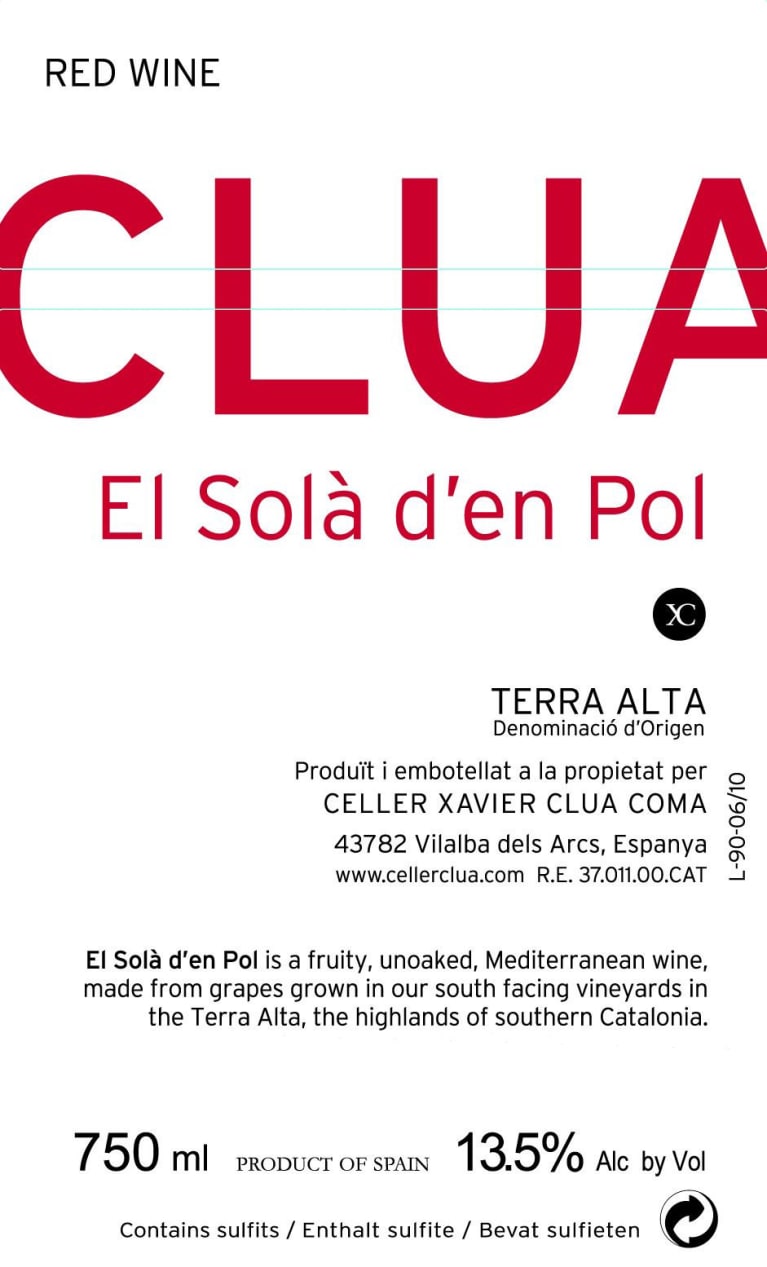 Celler Xavier Clua Terra Alta El Sola d'en Pol Negre 2020 | Wine.com