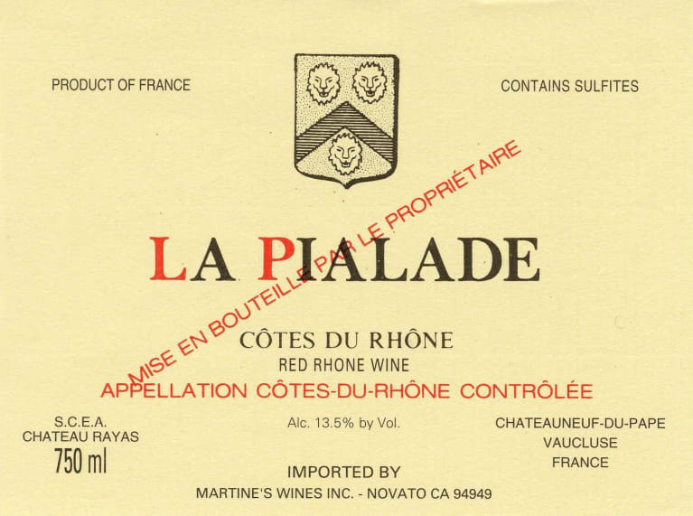 Chateau Rayas Cotes du Rhone La Pialade 2012 | Wine.com