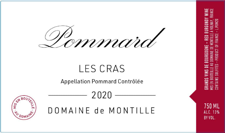 Domaine de Montille Pommard Les Cras 2020 | Wine.com