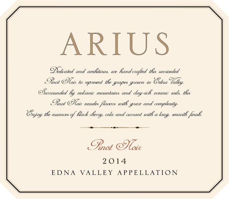 Arius Edna Valley Pinot Noir 2014 | Wine.com