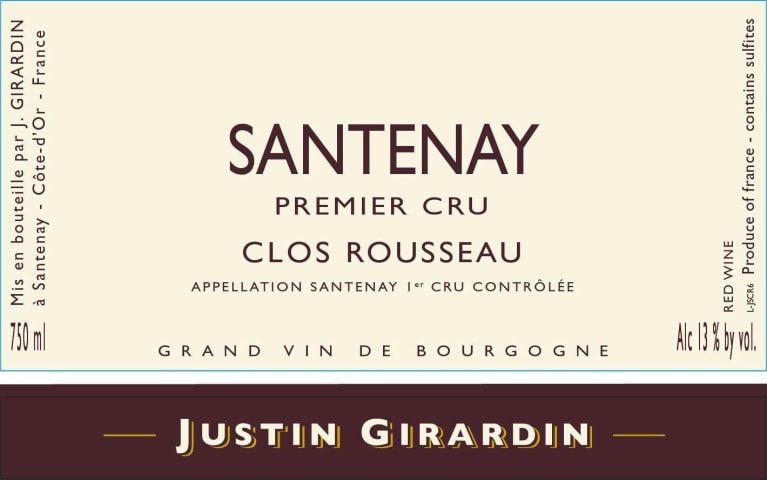 Justin Girardin Santenay Clos Rousseau Premier Cru 2017 | Wine.com