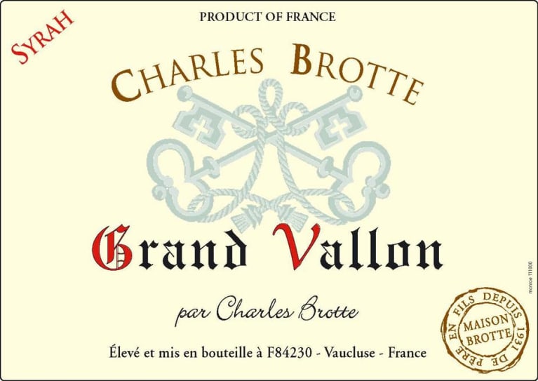 Maison Brotte Charles Brotte Grand Vallon Syrah 2022 | Wine.com