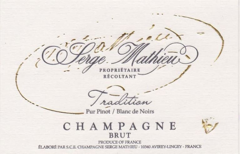 Champagne Serge Mathieu Blanc de Noirs Brut Tradition (375ML half-bottle) | Wine.com