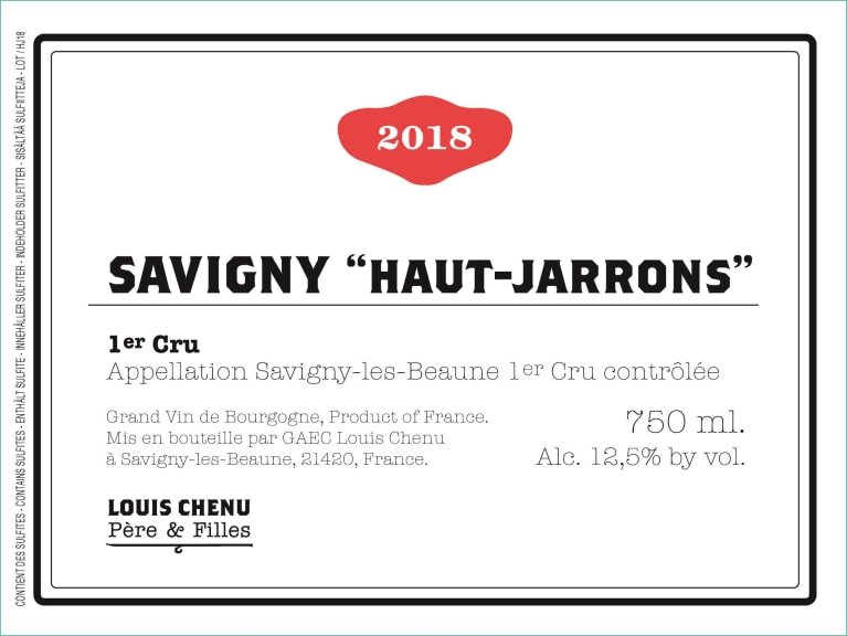 Louis Chenu Savigny-les-Beaune Les Haut Jarrons Premier Cru 2018 | Wine.com