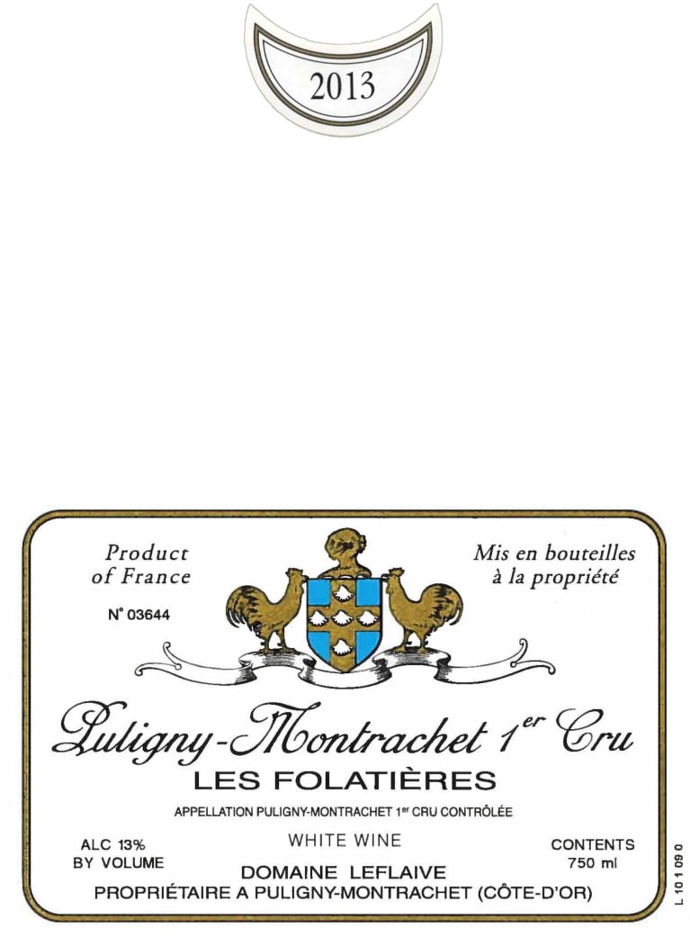 Domaine Leflaive Puligny-Montrachet Les Folatieres Premier Cru 2013 ...