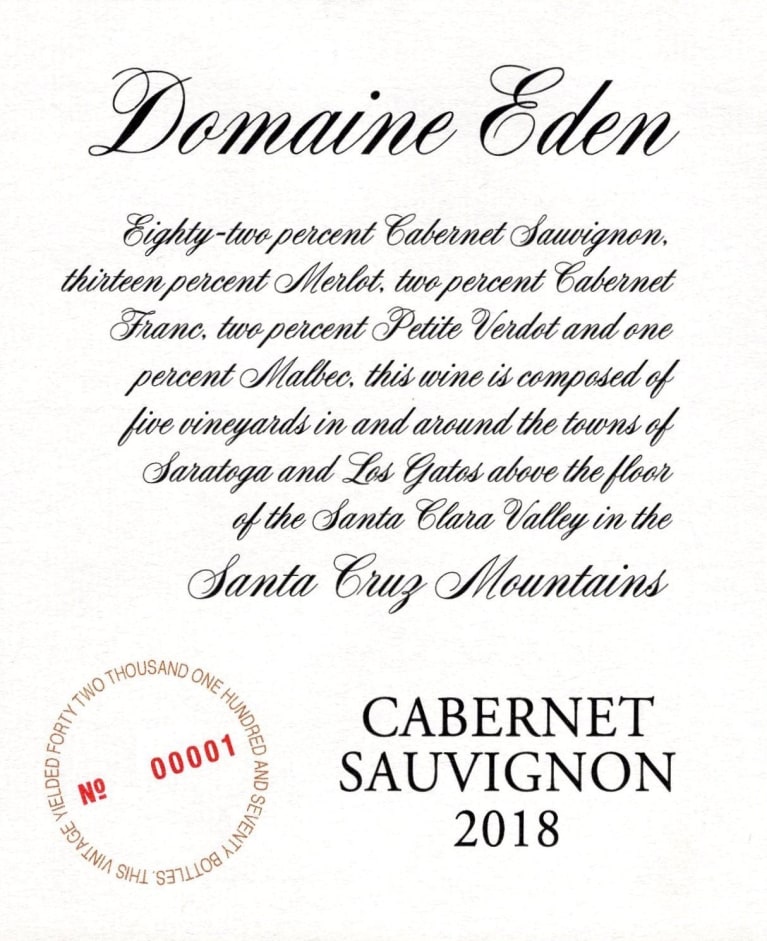 Domaine Eden Cabernet Sauvignon 2018 | Wine.com