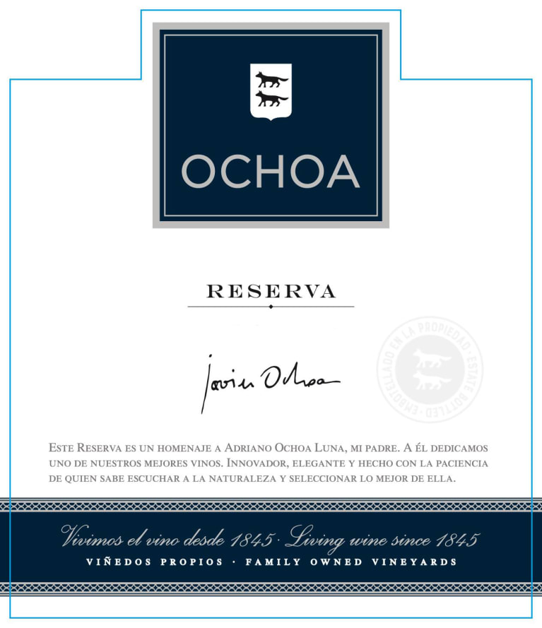 Ochoa Reserva Tempranillo 2012 | Wine.com