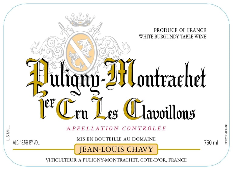 Jean-Louis Chavy Puligny-Montrachet Les Clavoillons Premier Cru 2017 ...