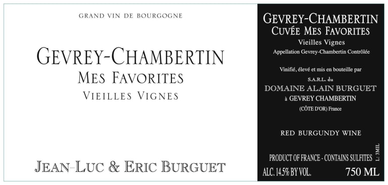 Jean-Luc & Eric Burguet Gevrey-Chambertin Mes Favorites Vieilles Vignes ...